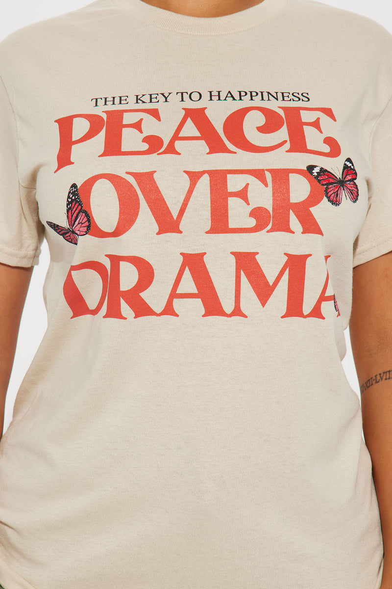 Peace Over Drama Graphic Tshirt - Taupe | Fashion Nova, Screens Tops ...