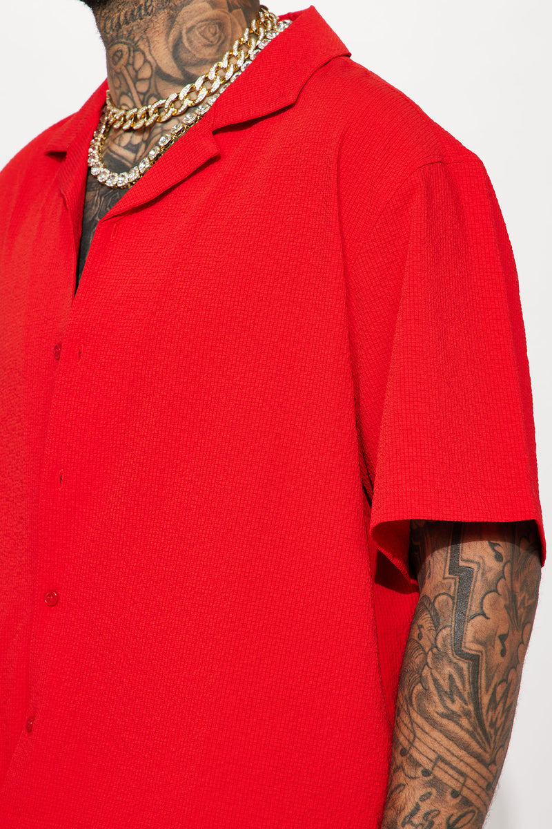 The Foundation Textured Button Up Shirt - Red | Fashion Nova, Mens ...