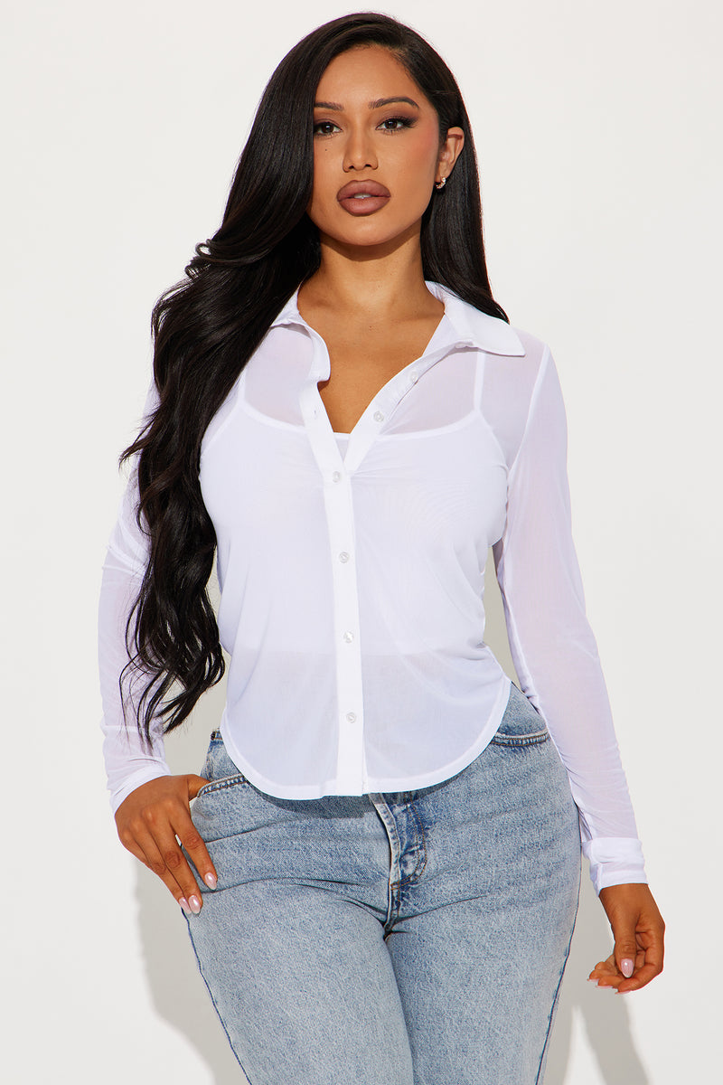 Brooke Button Up Top - White | Fashion Nova, Knit Tops | Fashion Nova