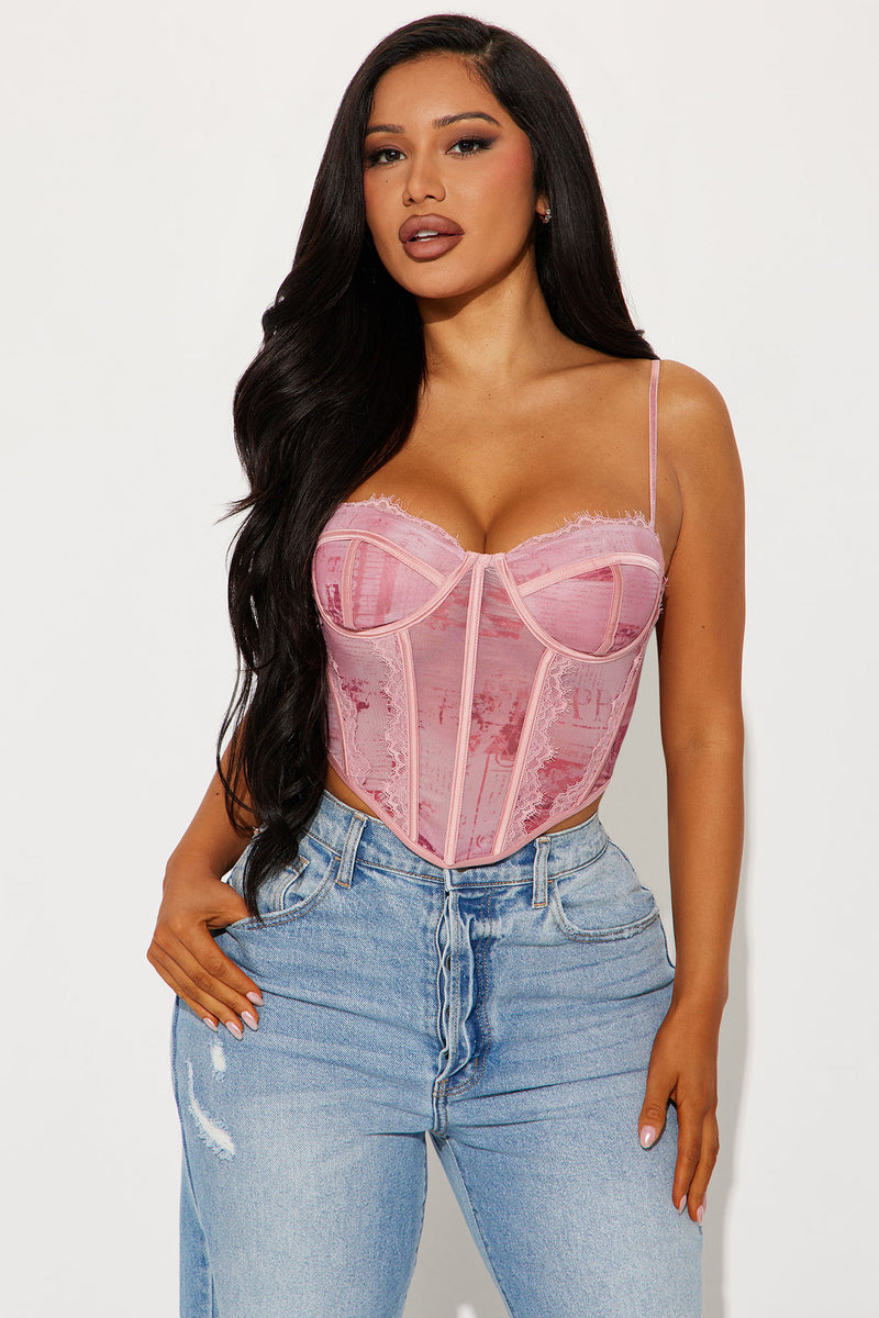 You've Got The Love Mesh Corset Top - Pink/combo | Fashion Nova, Knit Tops | Fashion Nova
