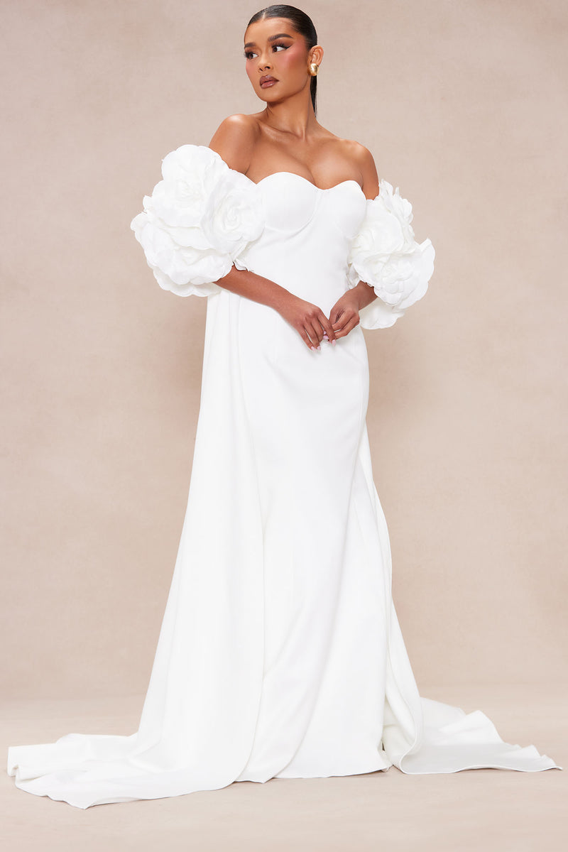 Madelyn Flower Gown Set - White | Fashion Nova, Luxe | Fashion Nova