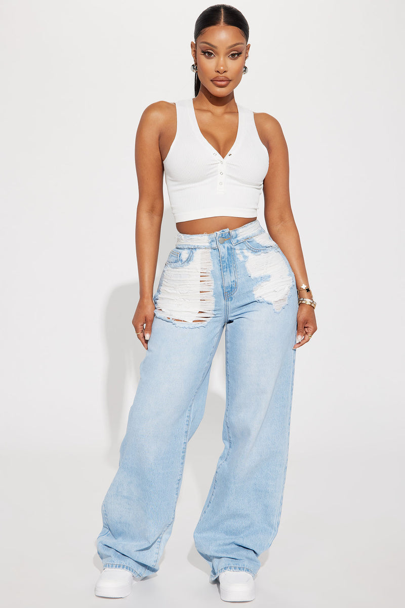 On Your Own Ripped Non Stretch Straight Leg Jean - Light Wash | Fashion ...