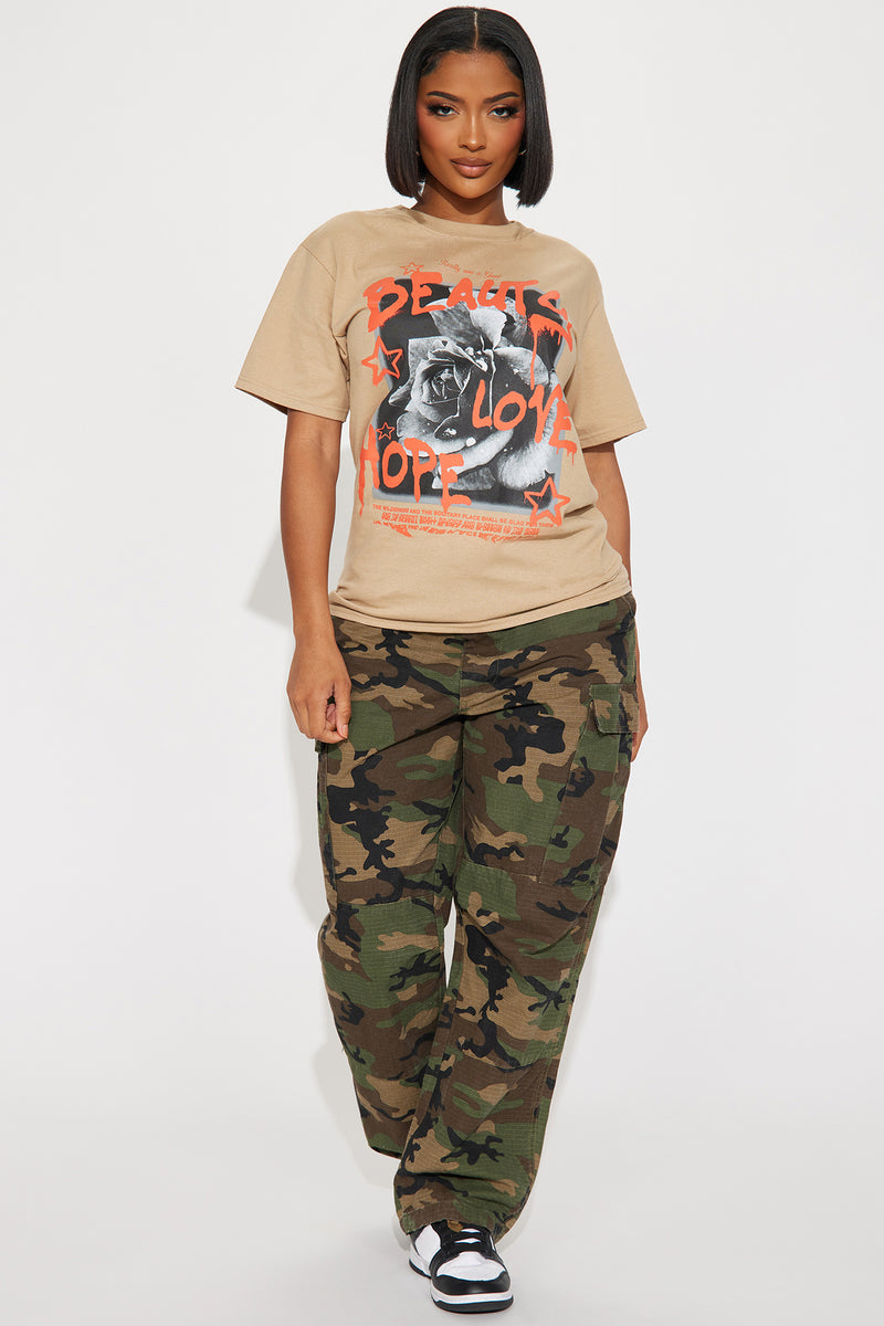 Beauty In All Places Graphic Tshirt - Sand | Fashion Nova, Screens Tops ...