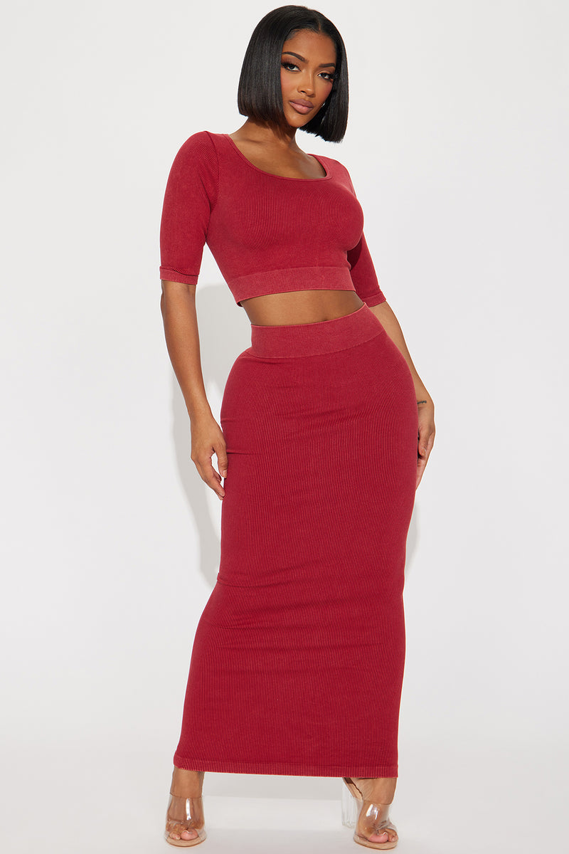 Mindy Ribbed Skirt Set - Rust | Fashion Nova, Matching Sets | Fashion Nova