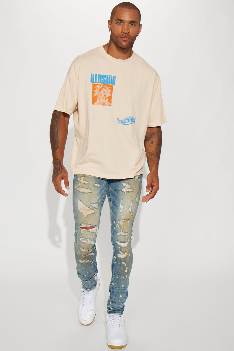 Illusion Virtual Reality Oversized Crew Neck Tee - Taupe | Fashion Nova ...