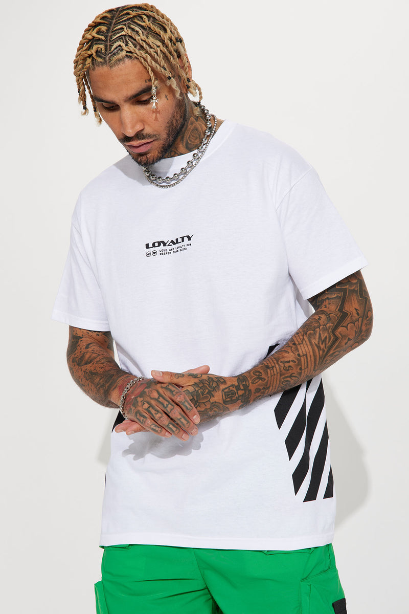 Loyalty Over Everything Short Sleeve Tee - White | Fashion Nova, Mens ...
