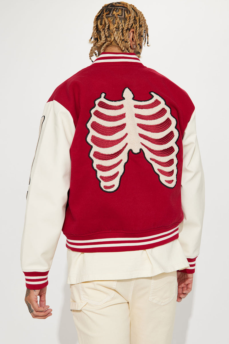 Skeleton Varsity Jacket - Red/White | Fashion Nova, Mens Jackets ...