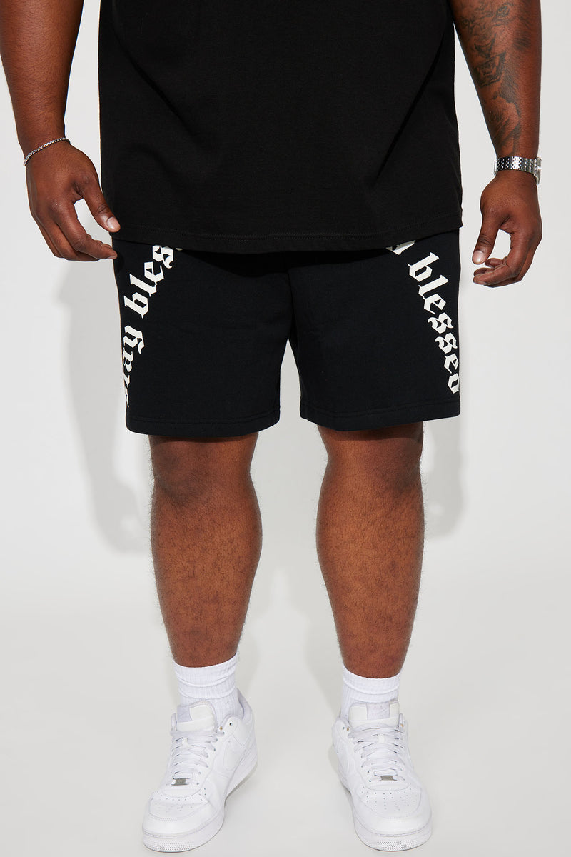 Stay Blessed Relaxed Short - Black | Fashion Nova, Mens Fleece Bottoms ...