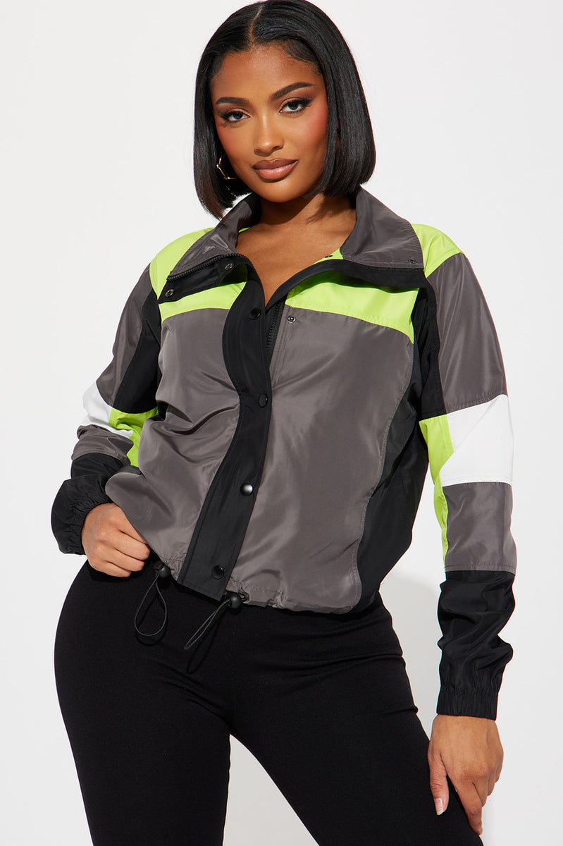 Break The Ice Windbreaker Jacket - Charcoal/combo | Fashion Nova ...