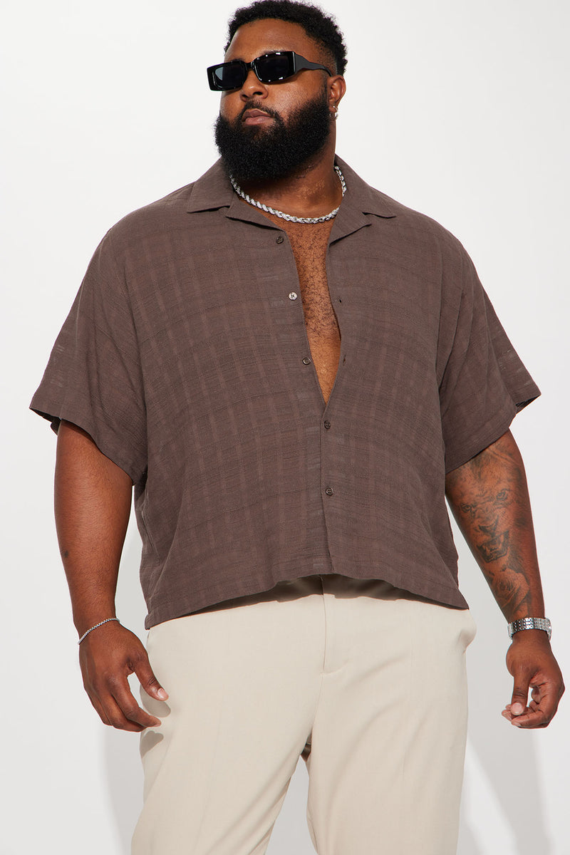 Rough Edge Textured Button Up Shirt - Dark Brown | Fashion Nova, Mens ...