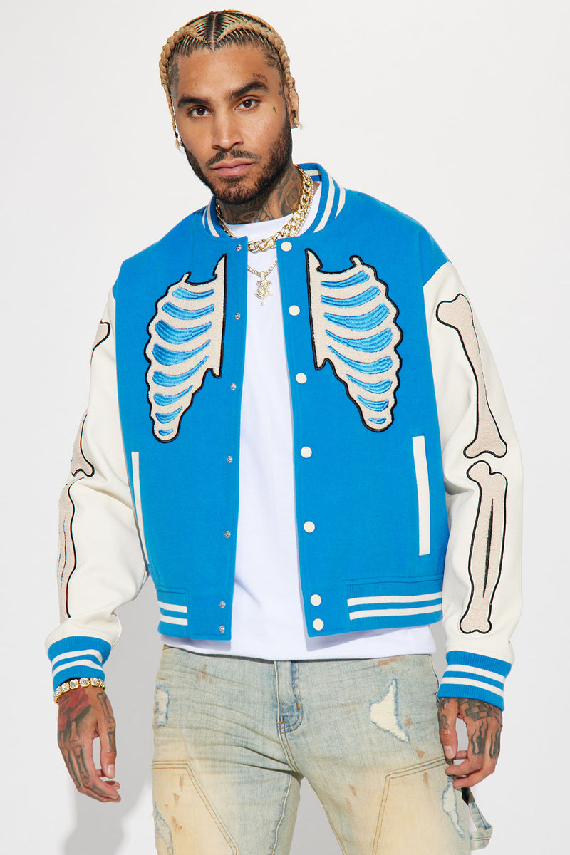 Skeleton Varsity Jacket - Blue/combo | Fashion Nova, Mens Jackets ...