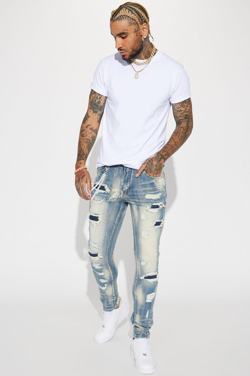 One Time Stacked Skinny Jeans Medium Wash Fashion Nova Mens Jeans Fashion Nova