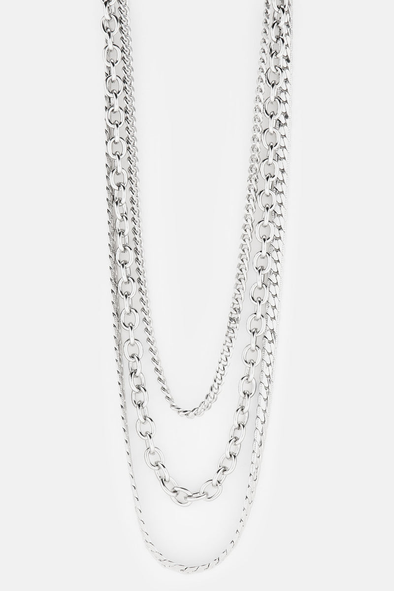 Up All Night 3 Piece Chain Necklace - Silver | Fashion Nova, Mens ...