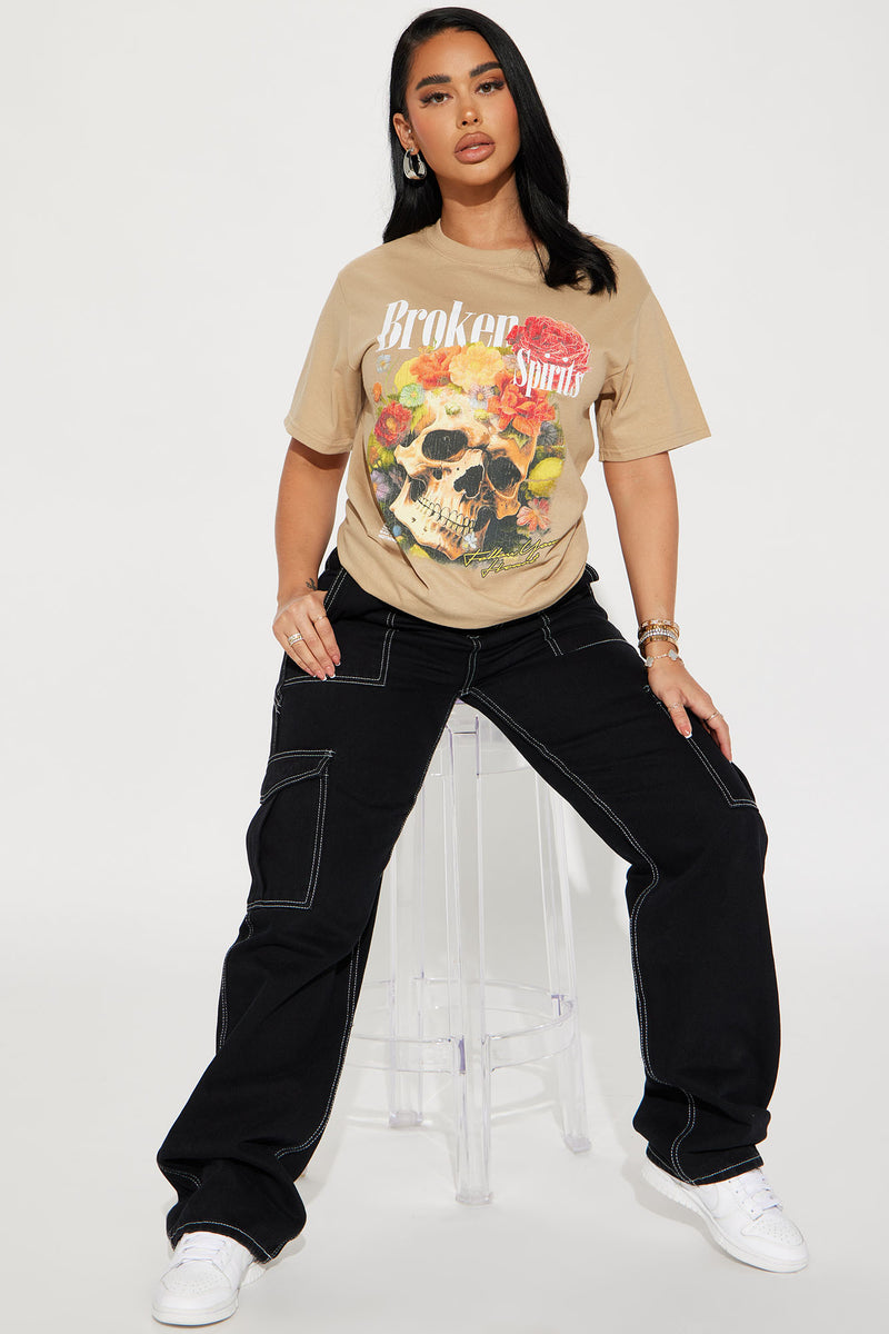 Broken Spirits Graphic Tshirt - Khaki | Fashion Nova, Screens Tops and ...