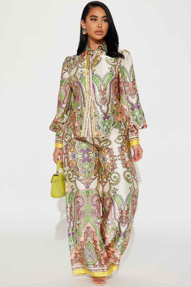 Maldives Satin Pant Set - Green/combo | Fashion Nova, Matching Sets ...