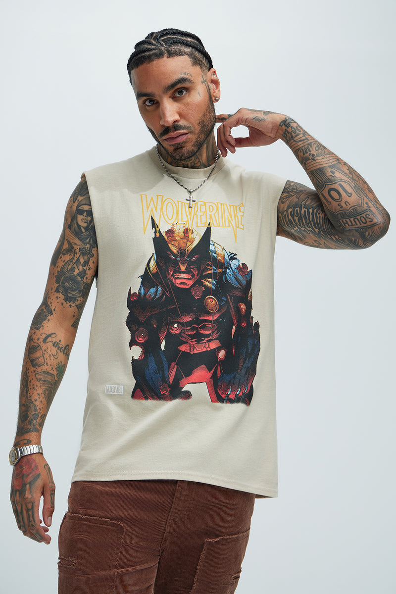 Wolverine Indestructible Sleeveless Tee - Sand | Fashion Nova, Mens Graphic Tees | Fashion Nova
