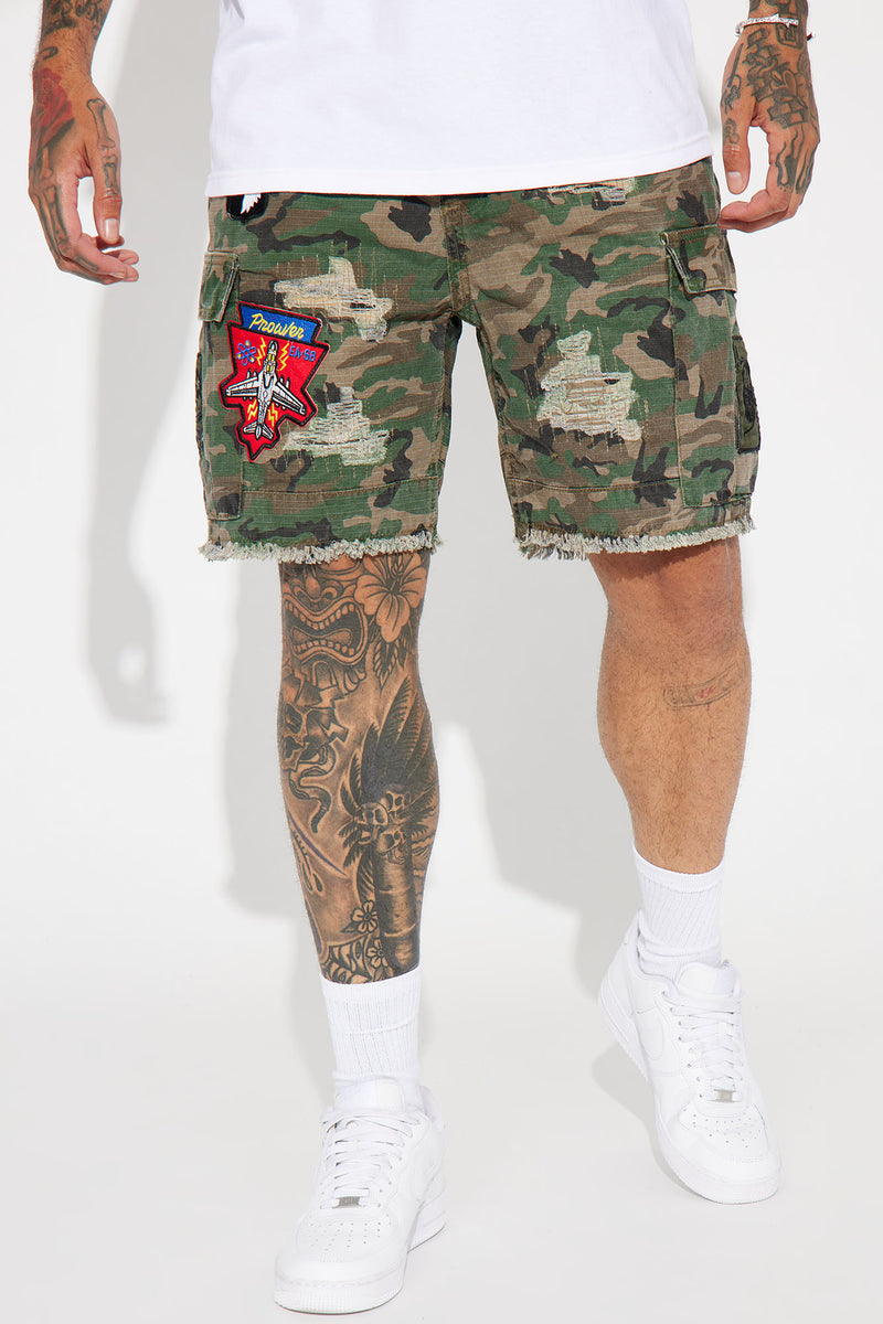 Patch Me Paint Splatter Camo Shorts - Camouflage | Fashion Nova, Mens ...