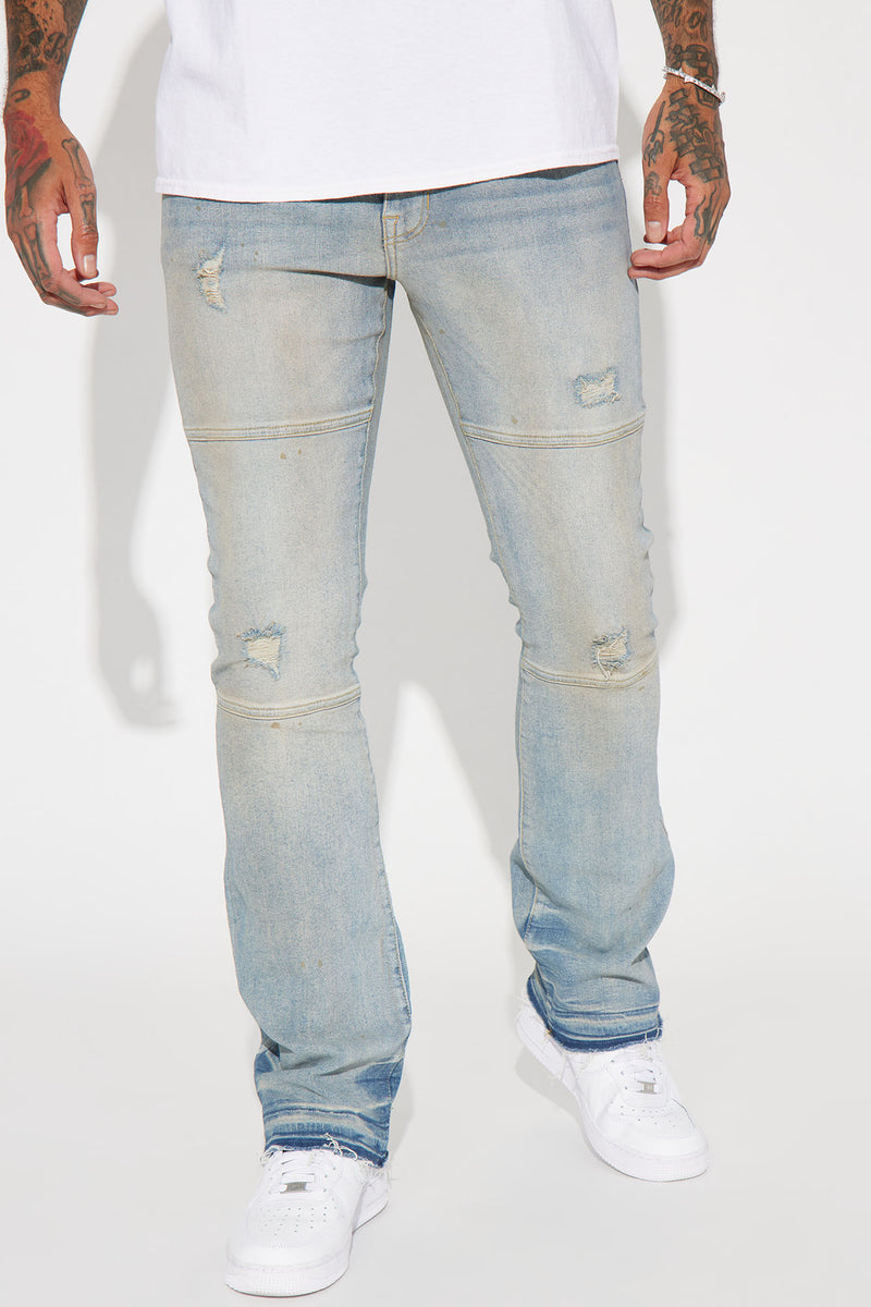 Breaking Habits Stacked Skinny Flare Jeans - Light Blue Wash | Fashion ...