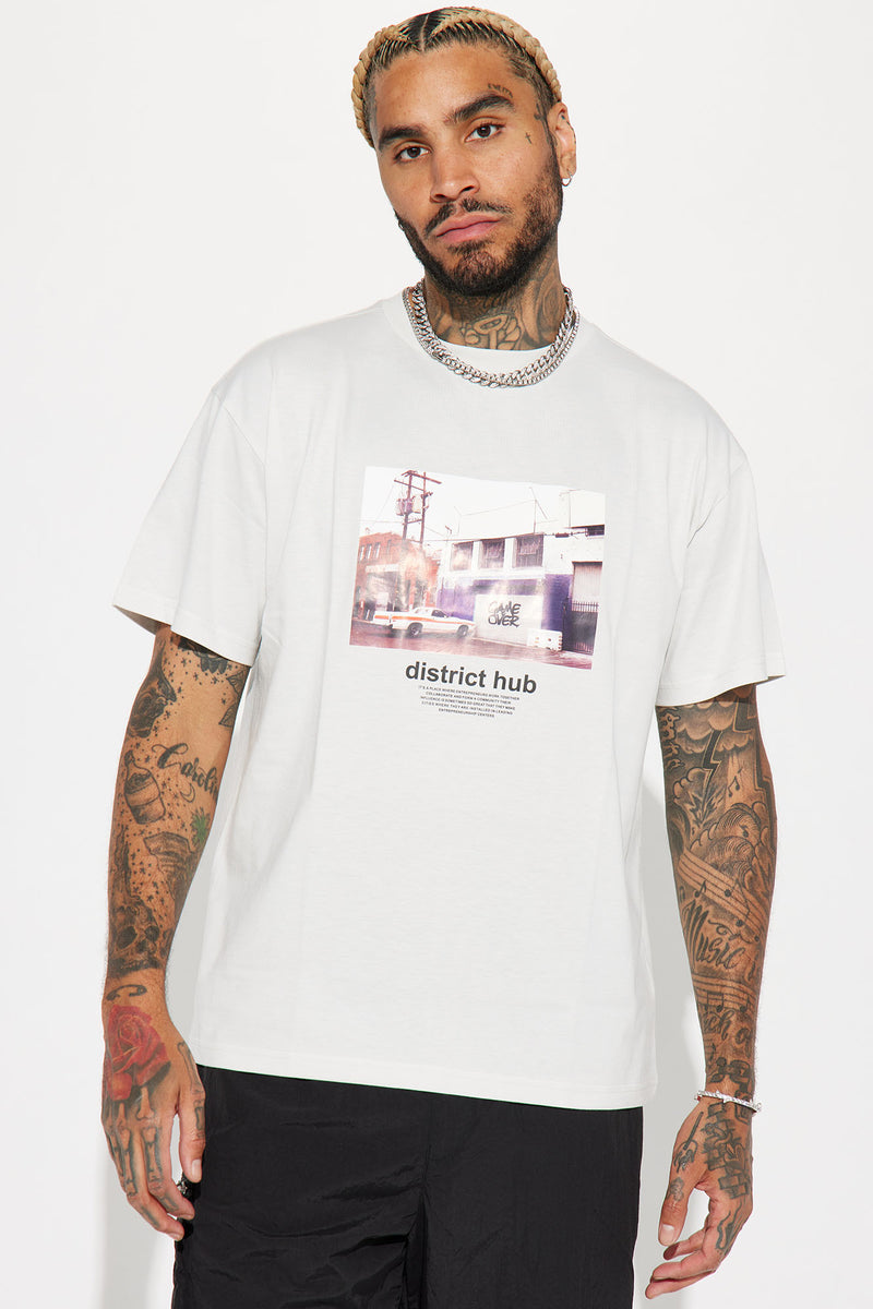 District Hub Short Sleeve Tee - Grey | Fashion Nova, Mens Graphic Tees ...