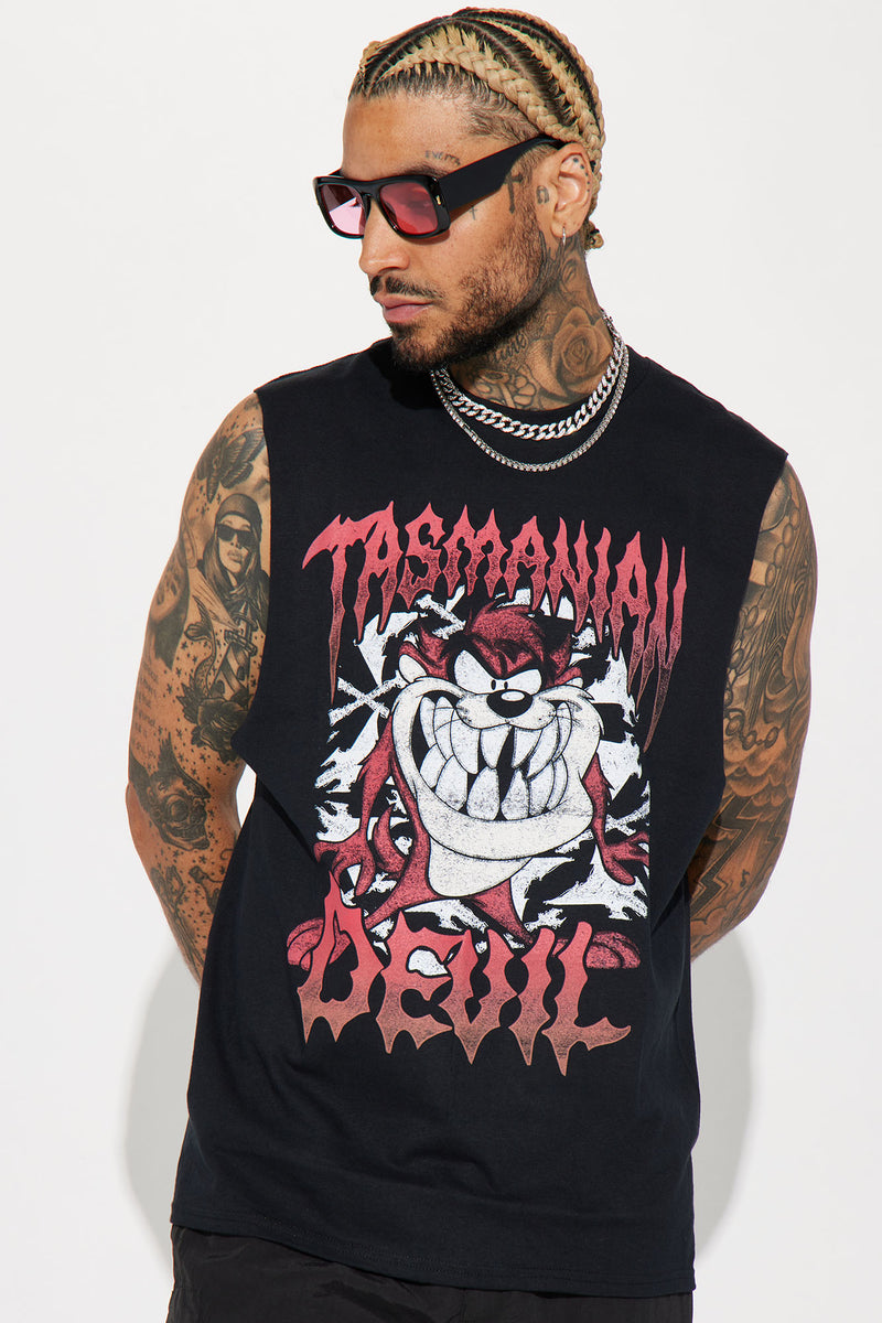 Looney Tunes Tasmanian Devil Tank Top - Black | Fashion Nova, Mens ...