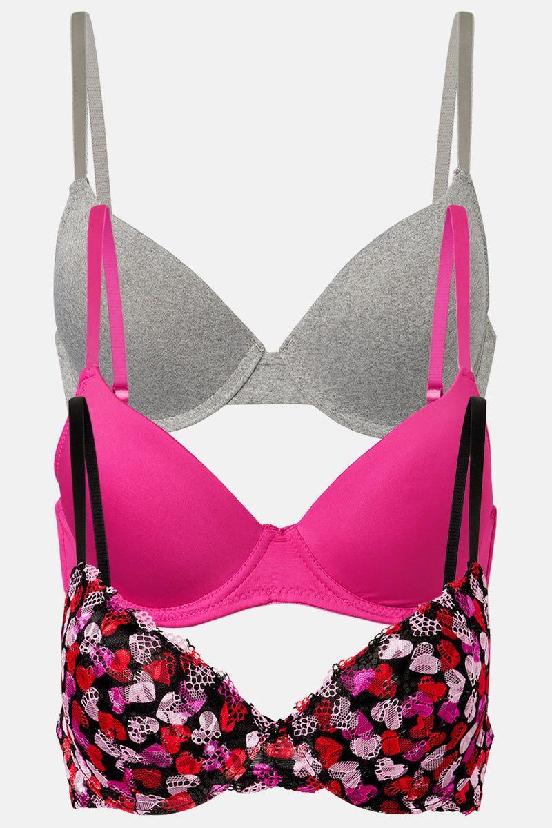 One For Each Lover 3 Pack Bras - Hot Pink/combo | Fashion Nova ...