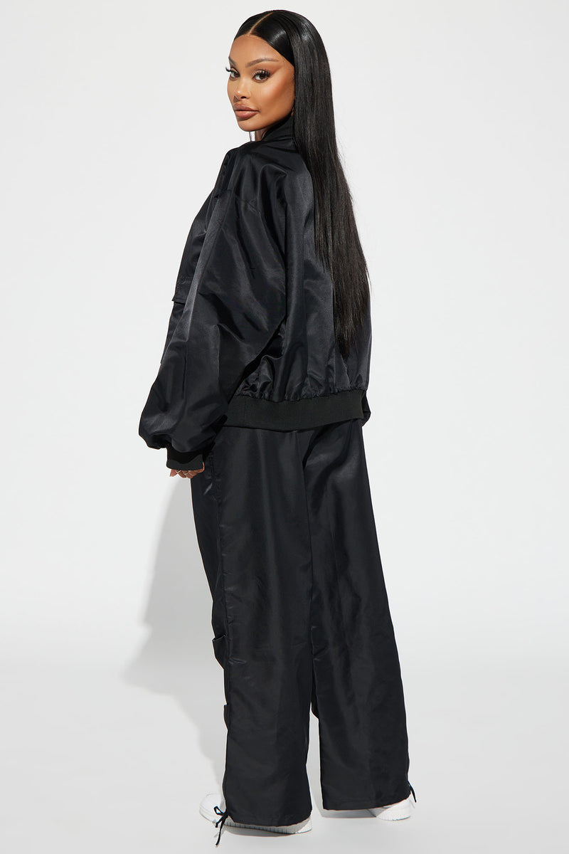 Willow Windbreaker Pant Set - Black | Fashion Nova, Matching Sets ...