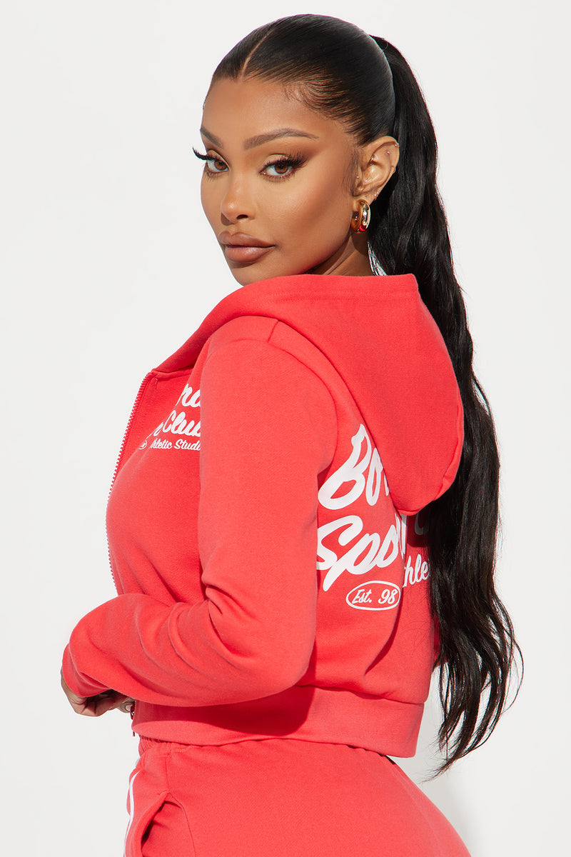 Bora Bora Sports Club Zip Front Hoodie - Red | Fashion Nova, Screens ...