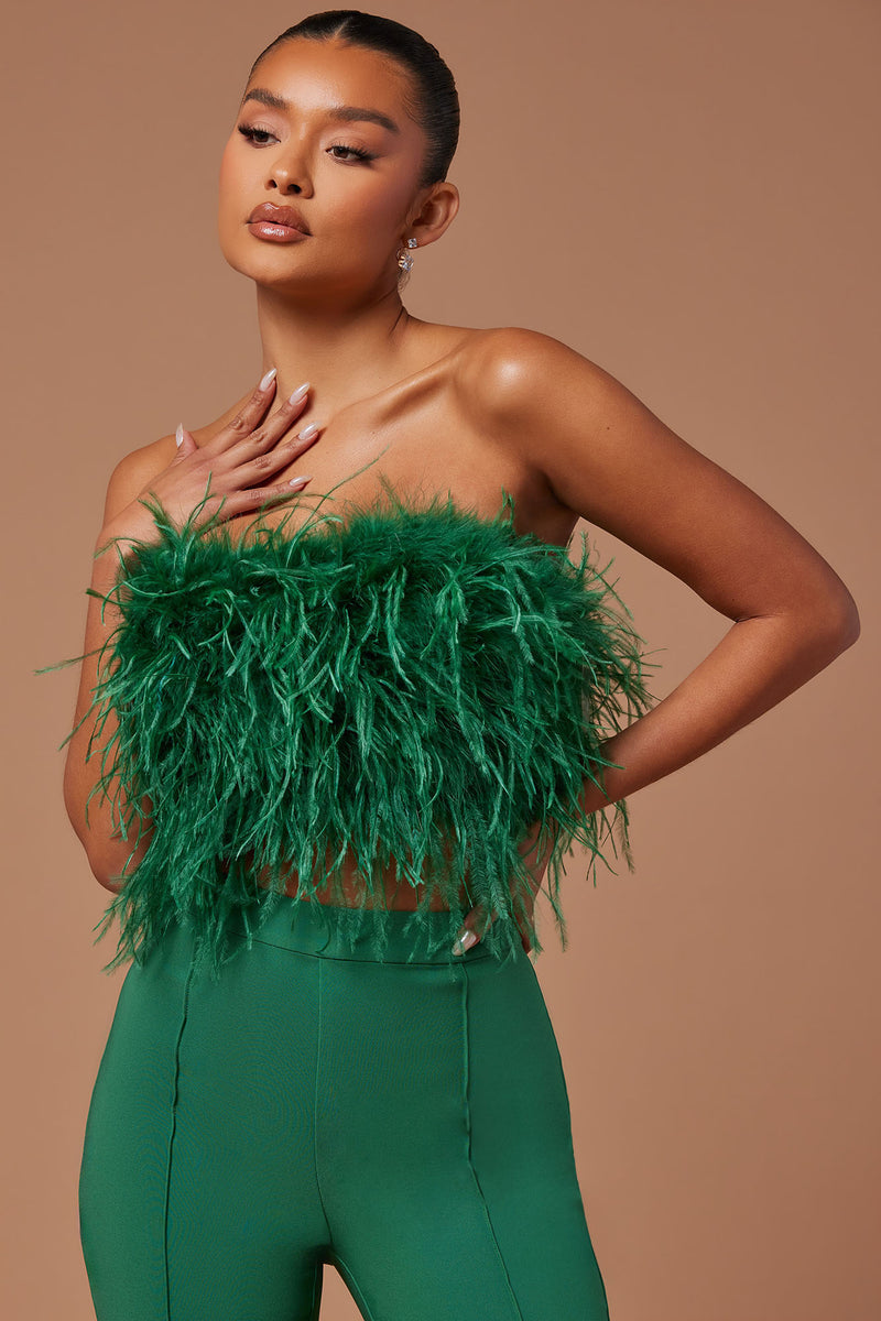 Anya Feathered Top - Emerald | Fashion Nova, Luxe | Fashion Nova