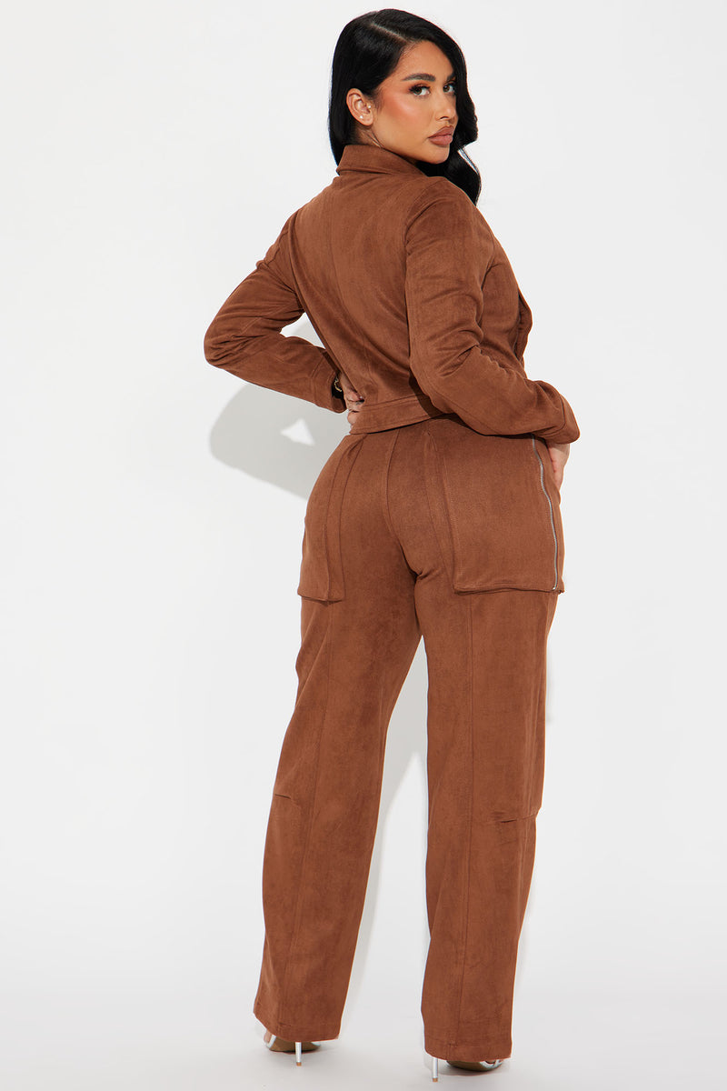 Farah Faux Suede Pant Set - Brown | Fashion Nova, Matching Sets ...