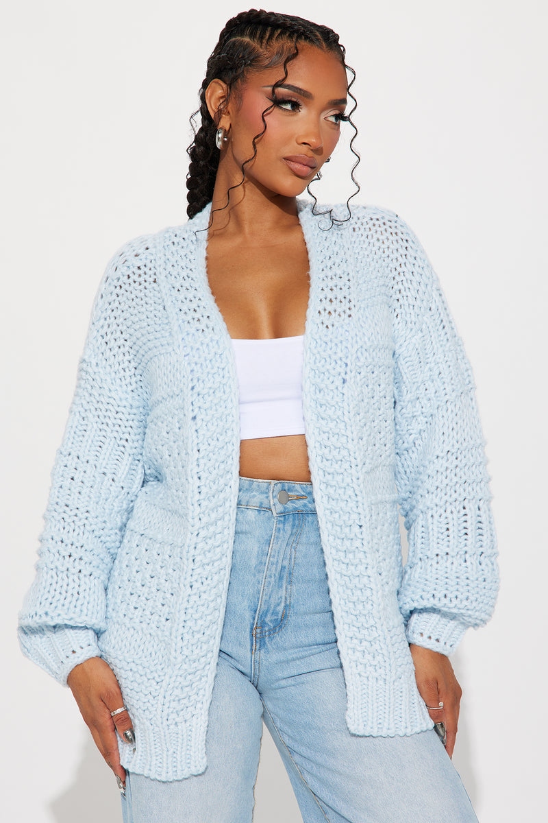 Izzy Chunky Knit Cardigan - Light Blue | Fashion Nova, Sweaters ...
