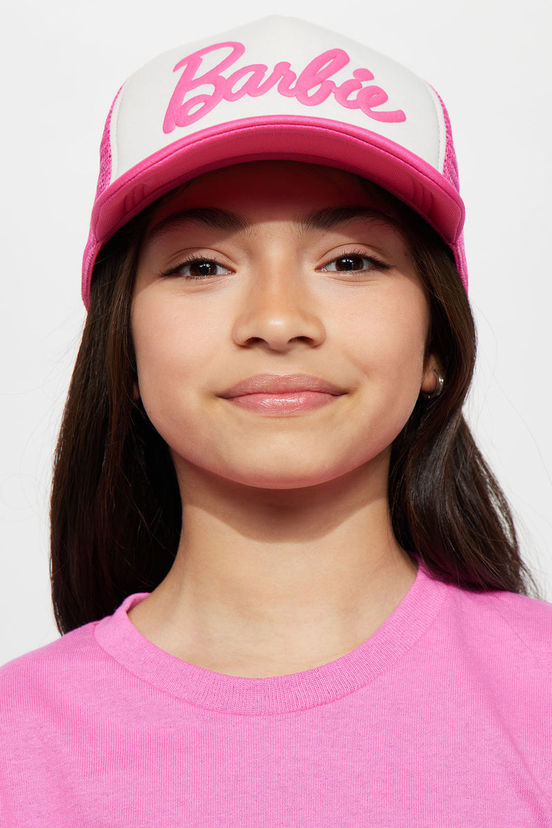 Mini Puff Paint Barbie Trucker Hat - Pink/combo | Fashion Nova, Kids ...