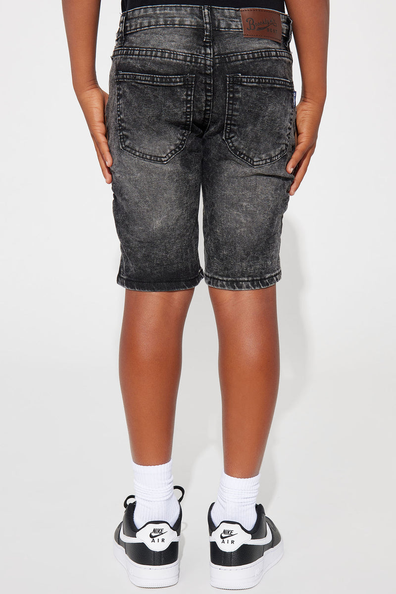 Mini Stretch Denim Bleached Moto Shorts - Black Wash | Fashion Nova ...