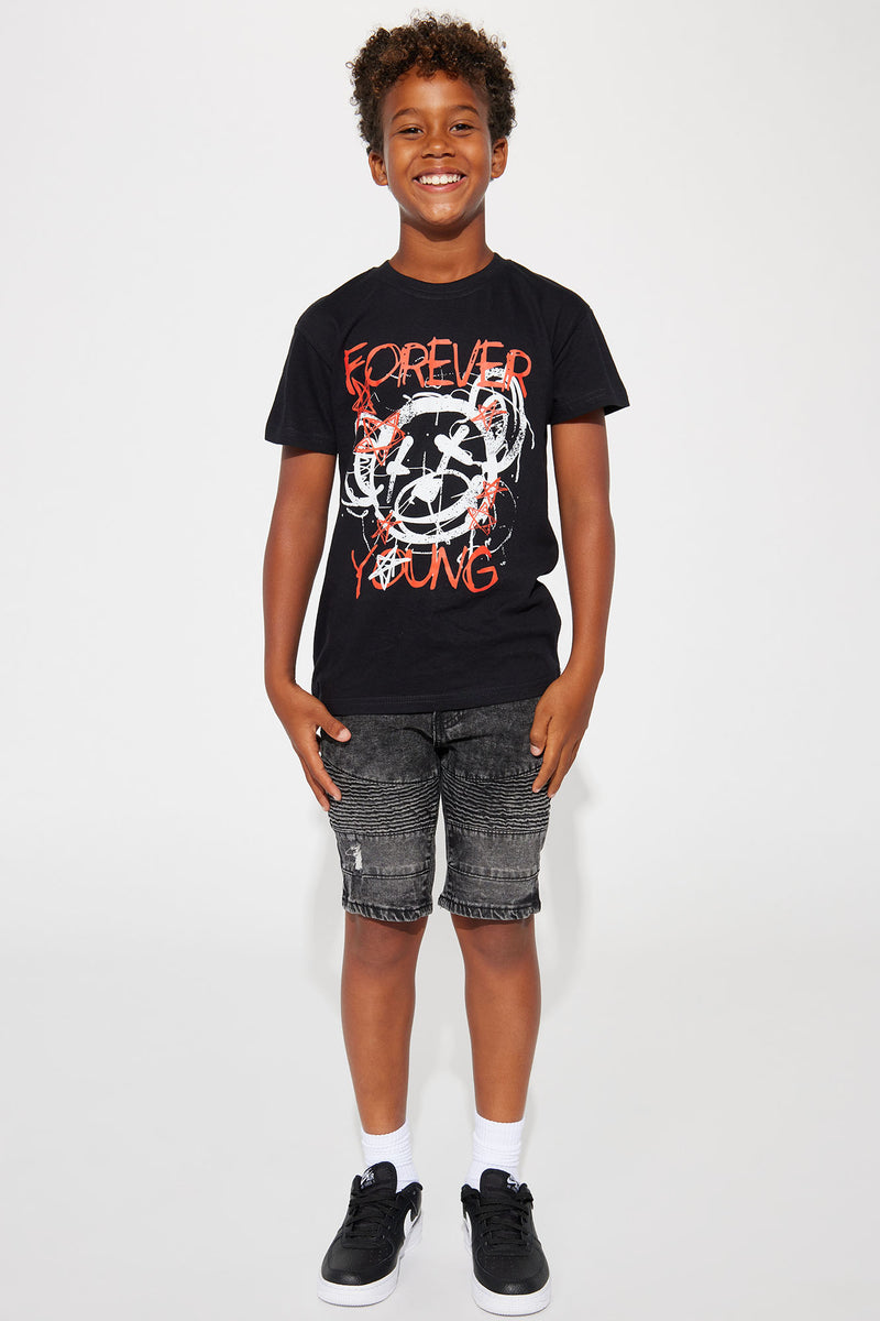 Mini Stretch Denim Bleached Moto Shorts - Black Wash | Fashion Nova ...