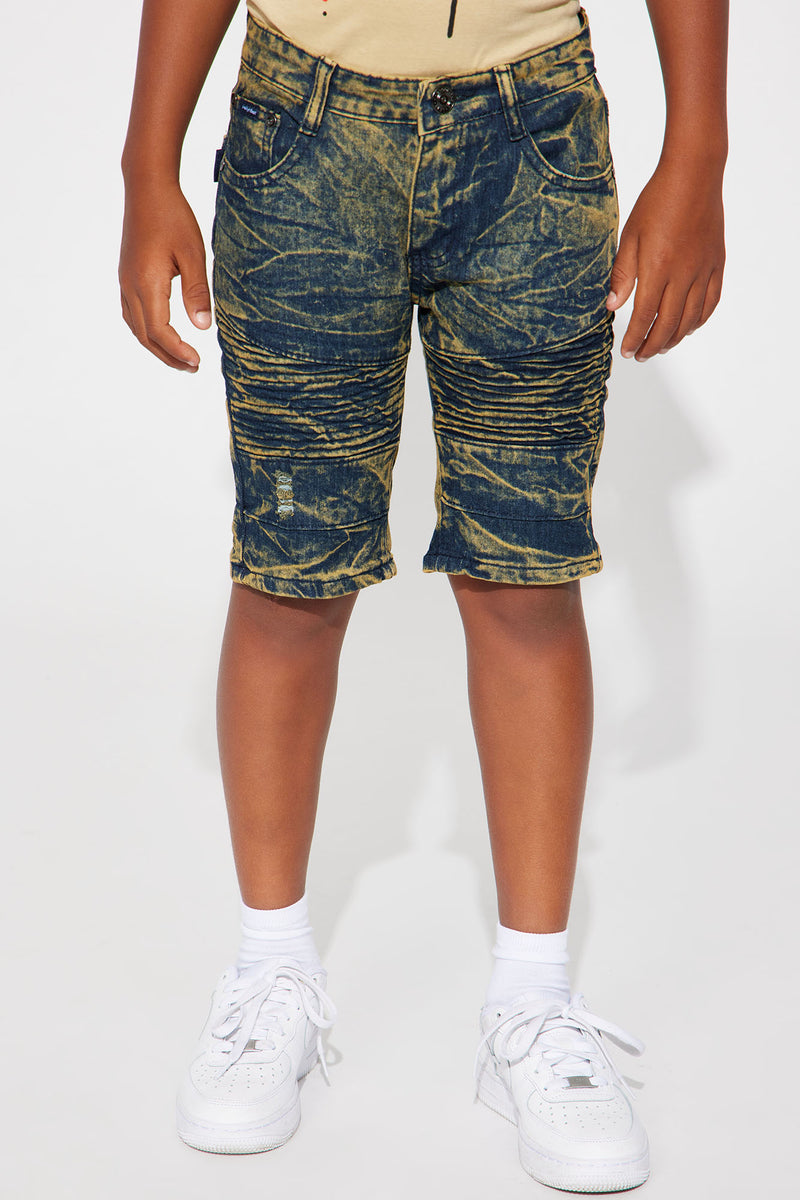 Mini Stretch Denim Bleached Moto Shorts - Vintage Blue Wash | Fashion ...