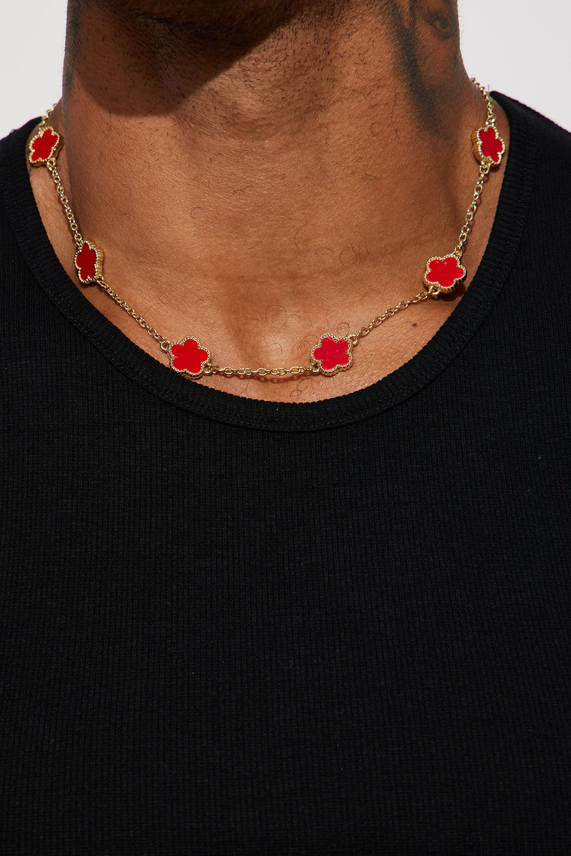 Iced Multi Clover Chain Necklace - Gold/Red | Fashion Nova, Mens ...