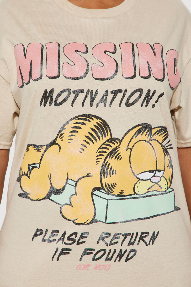Missing Motivation Garfield Tee - Sand | Fashion Nova, Screens Tops and ...