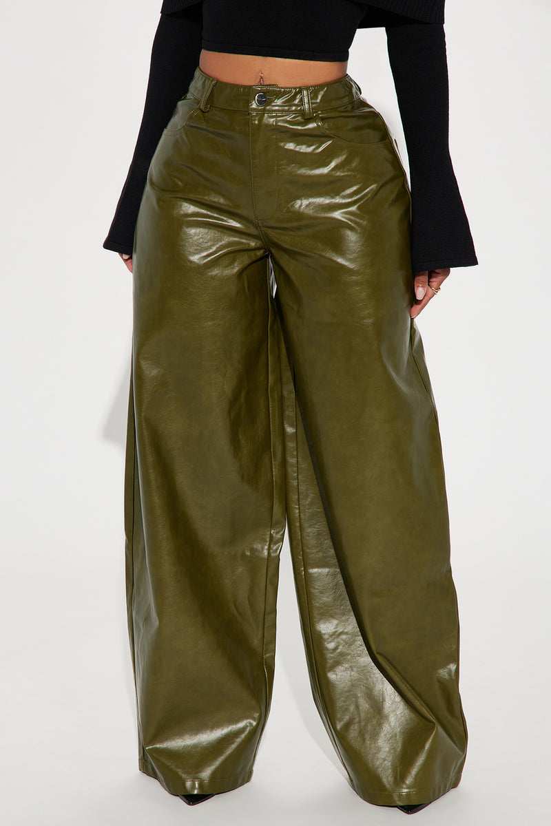Marissa Wide Leg Faux Leather Pant - Olive | Fashion Nova, Pants ...