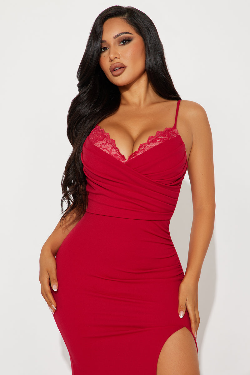 Olivia Lace Trim Gown - Red | Fashion Nova, Dresses | Fashion Nova