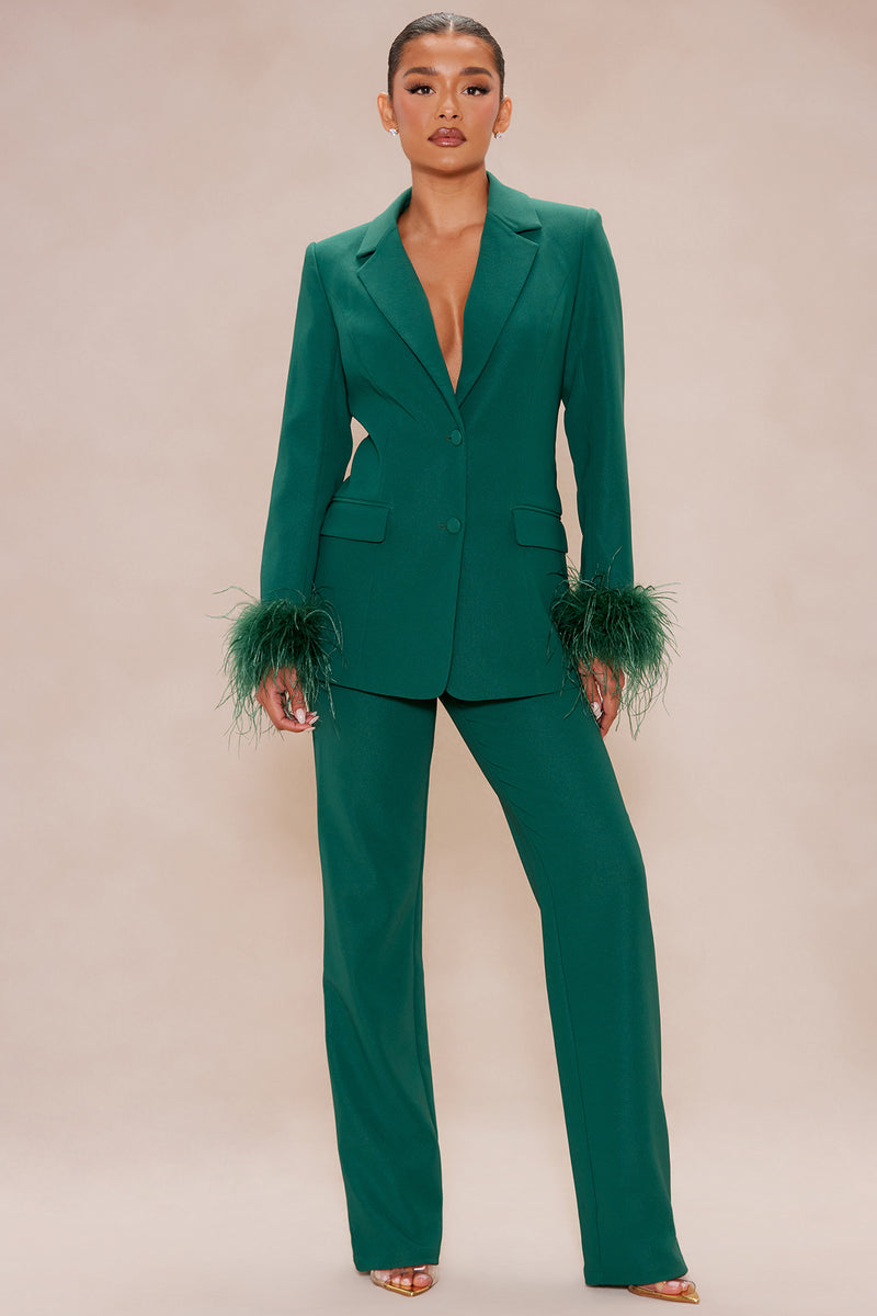 Clarissa Feather Blazer Suit Set - Hunter | Fashion Nova, Luxe ...