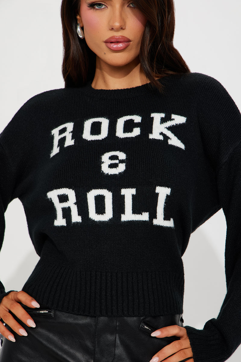 Rock And Roll Sweater - Black/White | Fashion Nova, Sweaters | Fashion Nova
