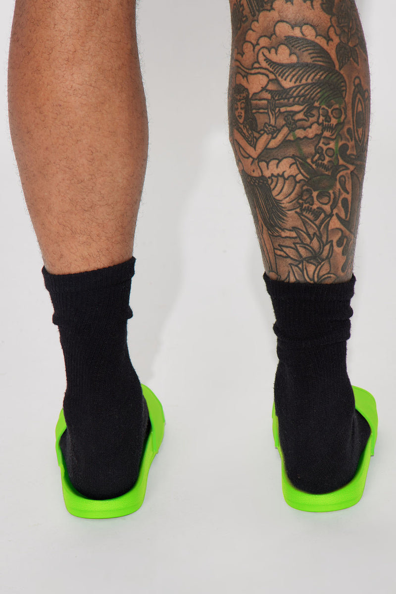 Essential Slides - Neon Green | Fashion Nova, Mens Shoes | Fashion Nova
