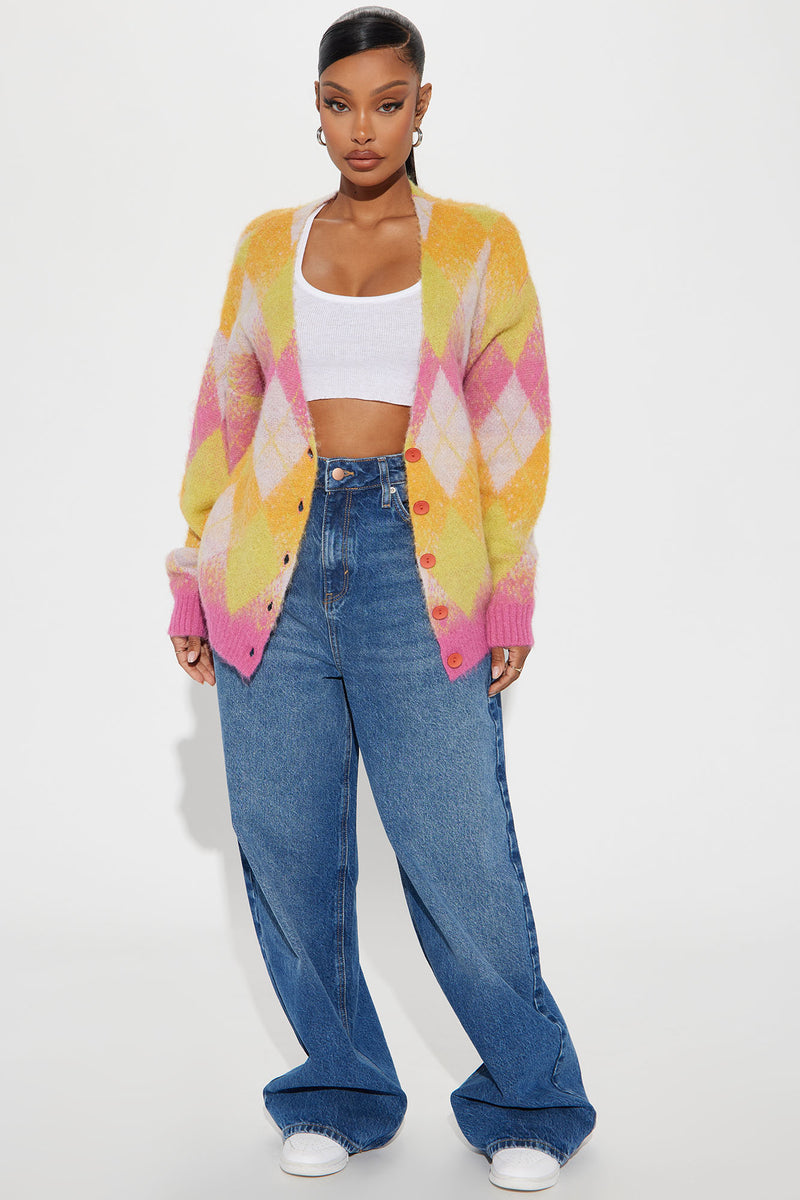 Artsy Argyle Cardigan - Multi Color | Fashion Nova, Sweaters | Fashion Nova
