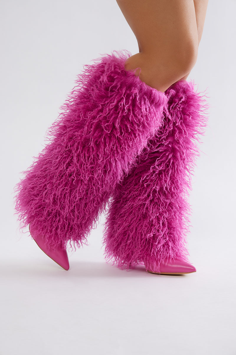 Chantel Faux Fur Knee High Boots - Pink | Fashion Nova, Shoes | Fashion ...