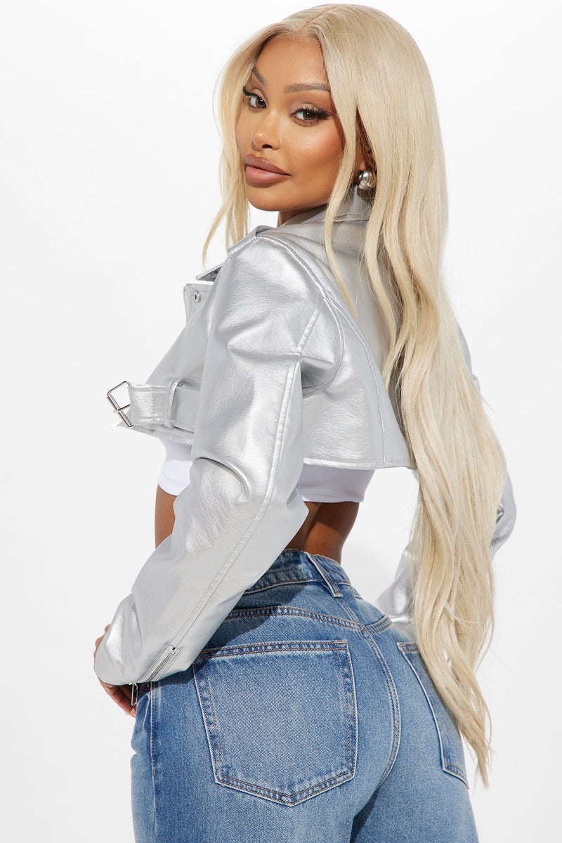 Pop It Crop It Faux Leather Jacket - Silver | Fashion Nova, Jackets ...