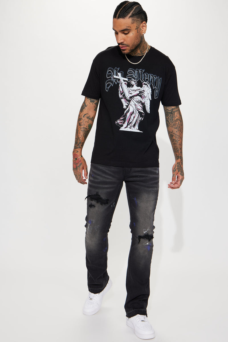 Leave Me Ripped Stacked Skinny Flared Jeans - Black | Fashion Nova ...