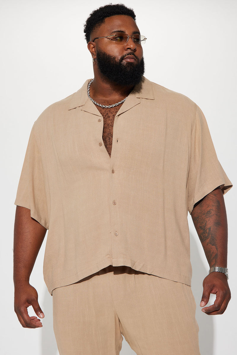 Solid Textured Linen Button Up Shirt - Brown | Fashion Nova, Mens ...