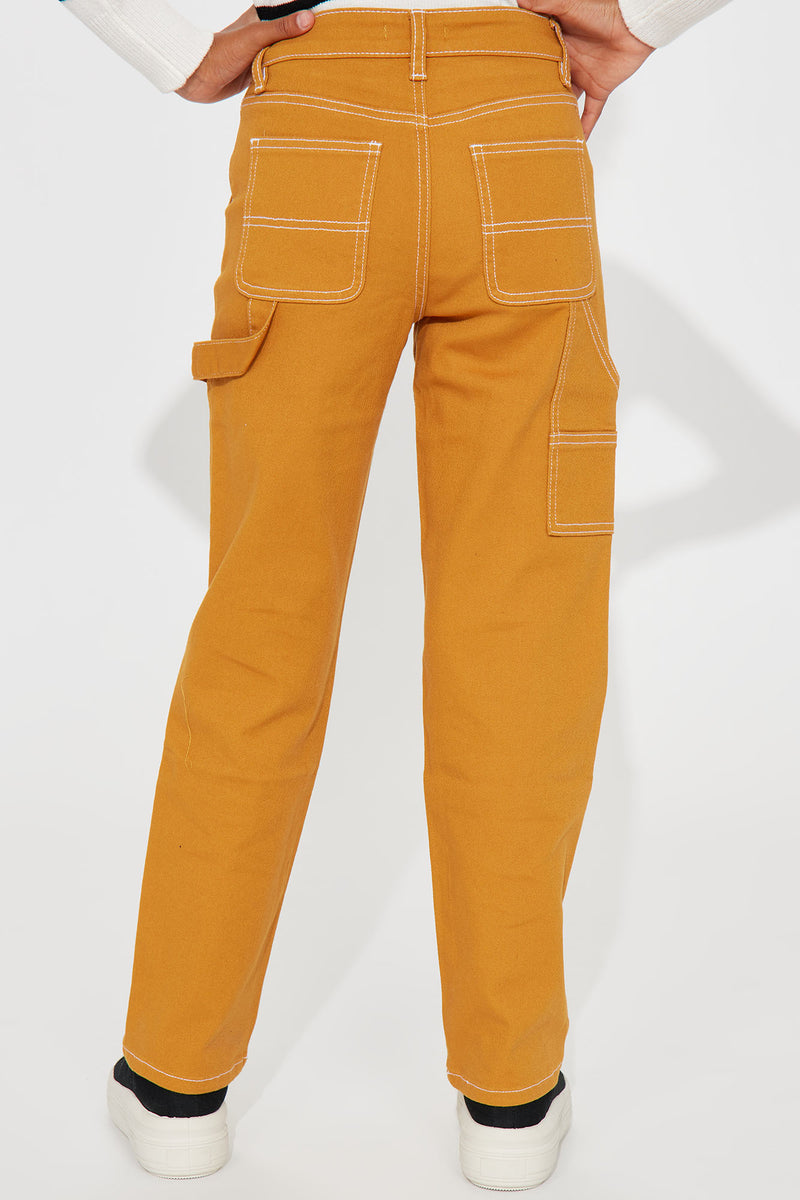 Mini Focus On Me Straight Leg Utility Jean - Mustard | Fashion Nova ...