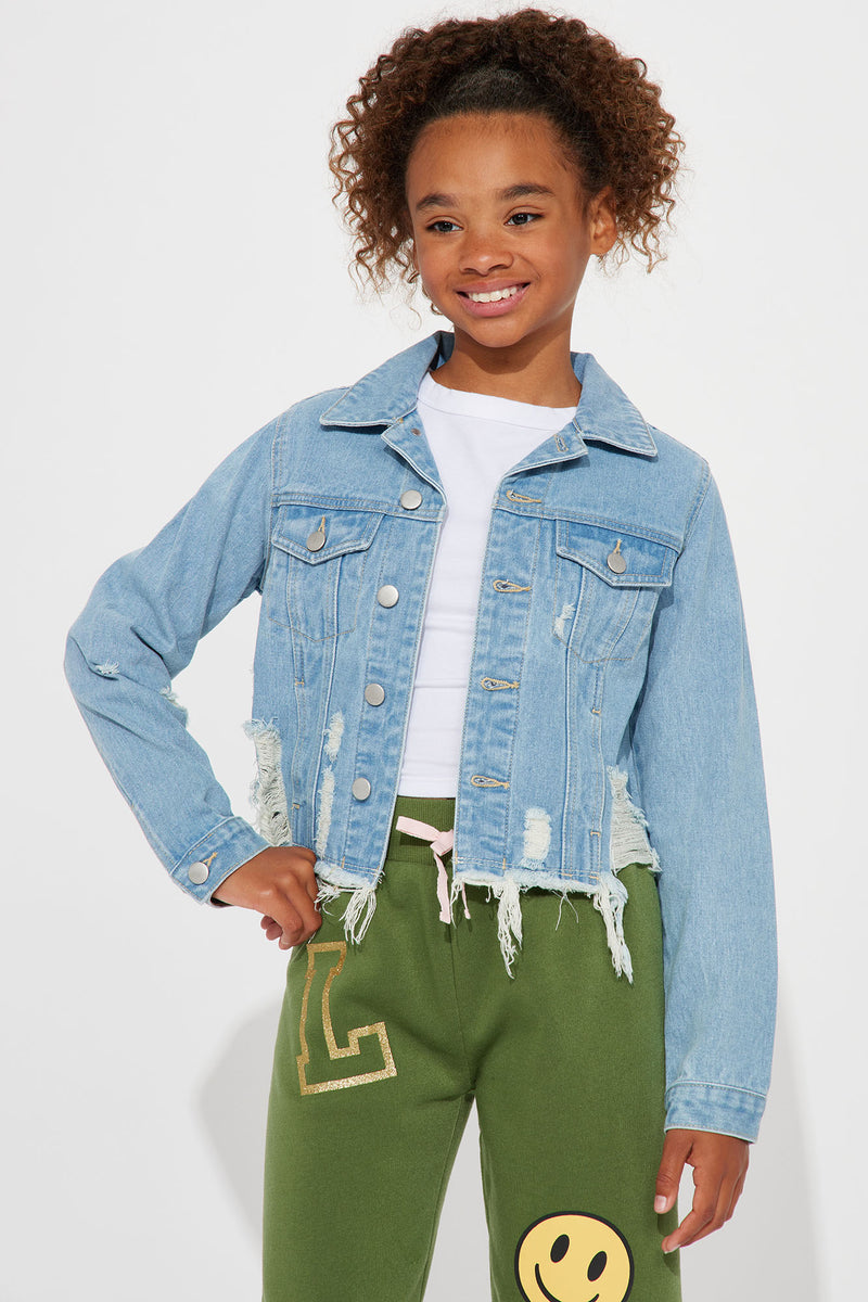 Mini More Drama Ripped Non Stretch Denim Jacket - Light Wash | Fashion ...