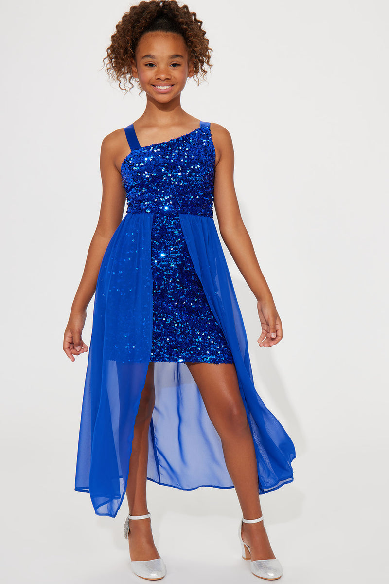Mini Glitter Girl Sleeveless Dress - Royal | Fashion Nova, Kids Dresses ...