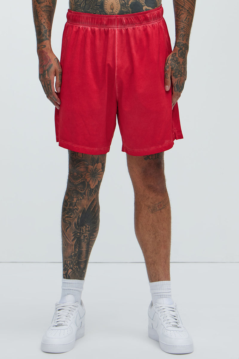 Dirty Dye Mesh Short - Red | Fashion Nova, Mens Shorts | Fashion Nova